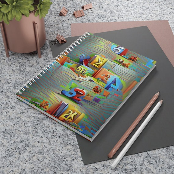 Letters and Numbers Spiral Notebook - Etsy