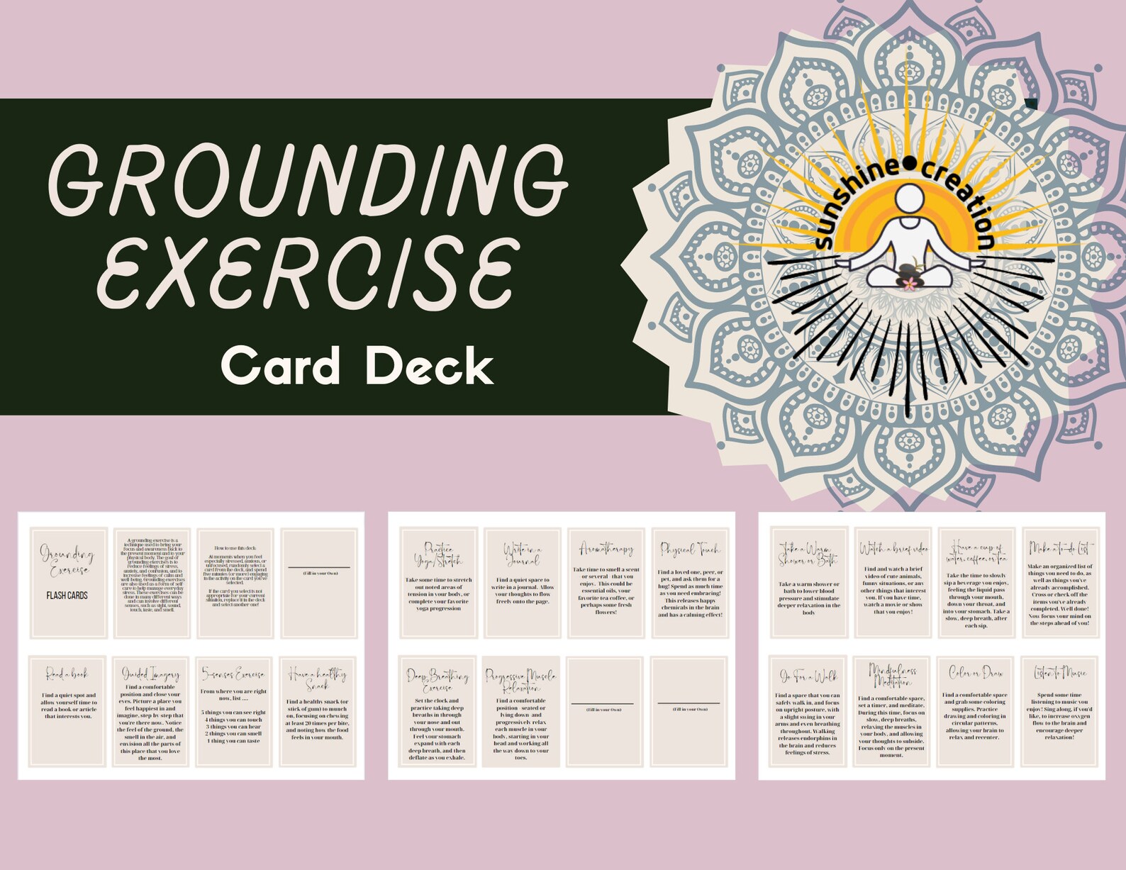 Grounding Exercise Printable Deck of Cards Grounding Techniques for ...