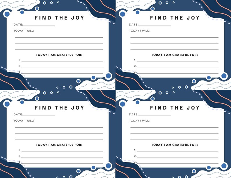 Printable Gratitude Journal Cards | 100+ Journal Designs | Social ...
