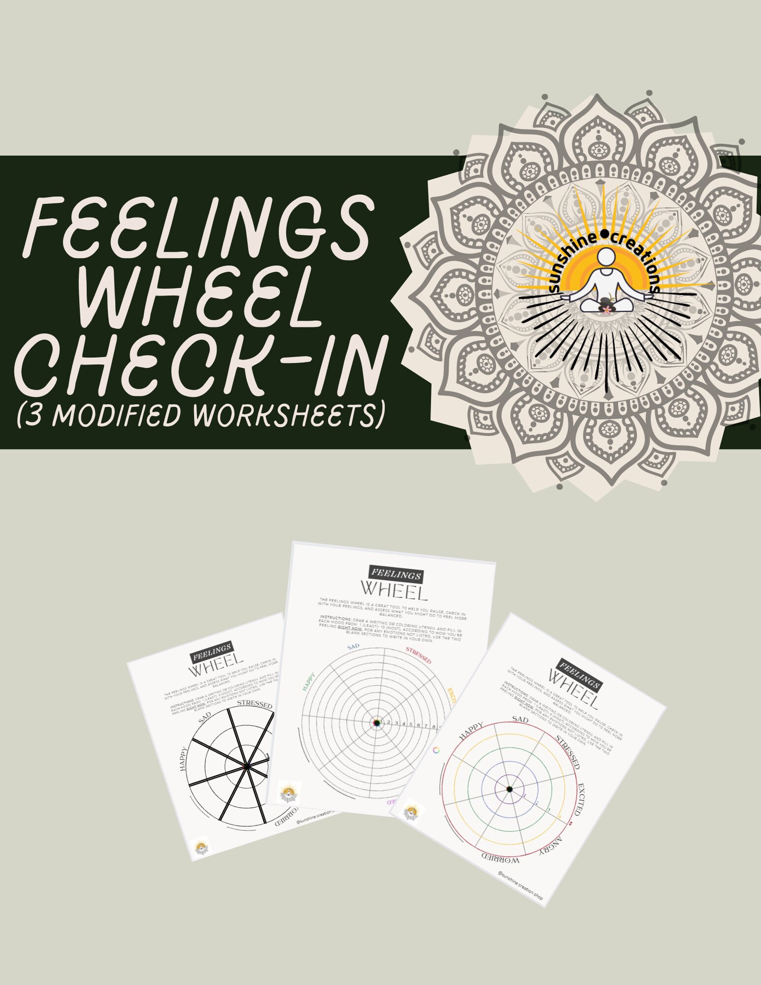Feelings Check in Worksheets Feelings Wheel, Feelings Thermometer, and ...