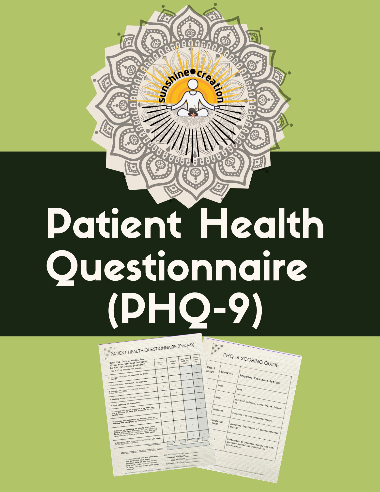 PHQ-9 Assessment and Screener Printable Assessment Patient Health ...