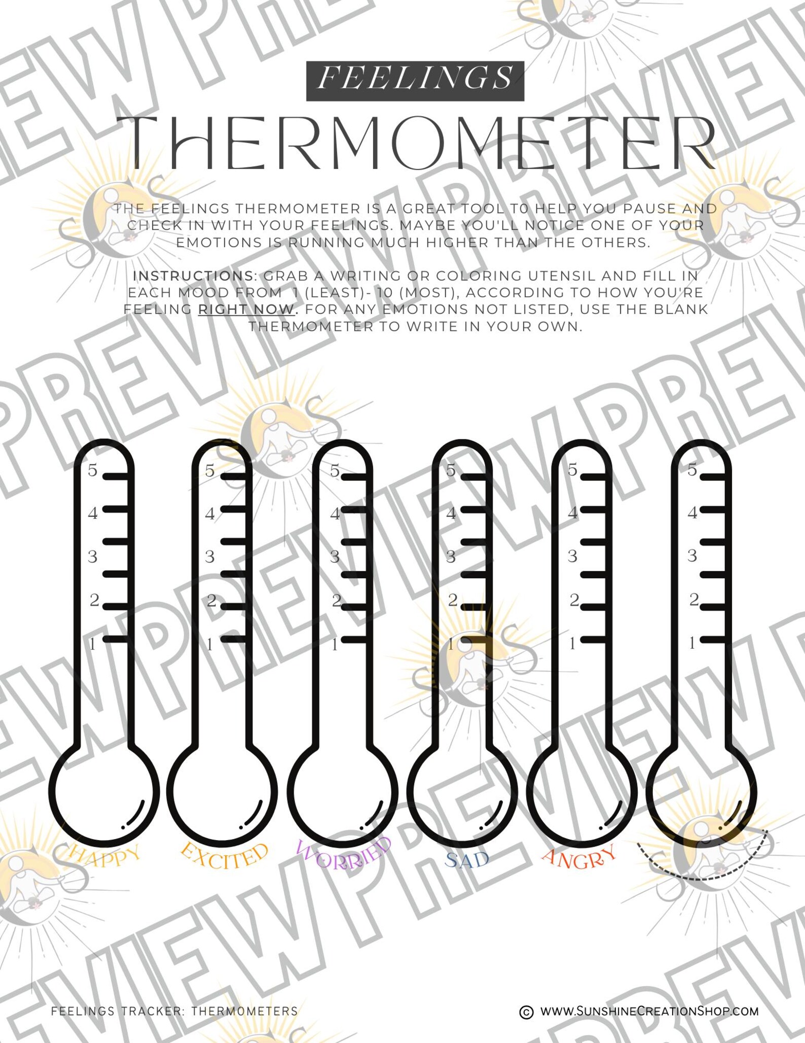 Feelings Check in Worksheets | Feelings Wheel, Feelings Thermometer ...