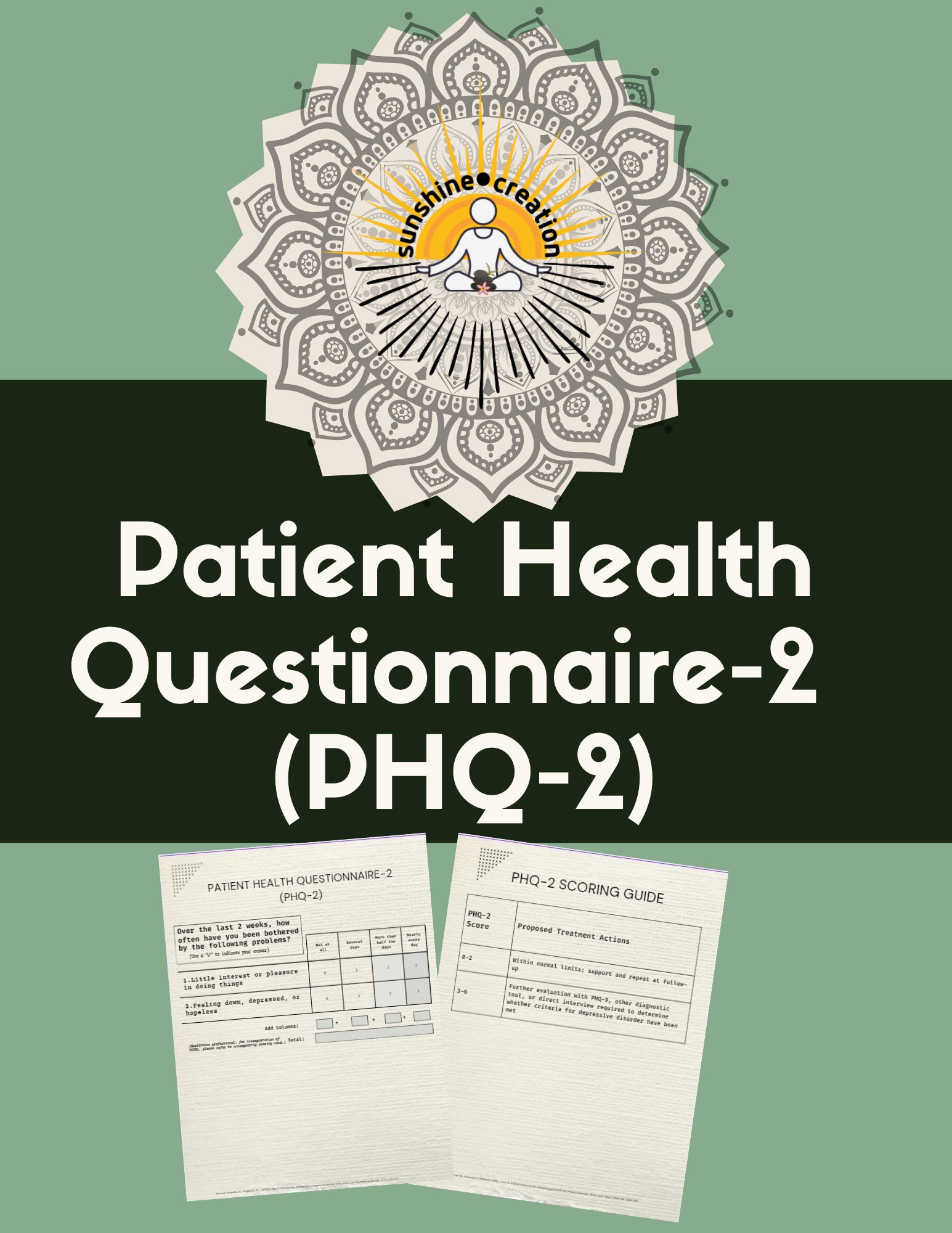 PHQ-2 Assessment and Screener | Printable Assessment | Patient Health Questionnaire | Multiple ...