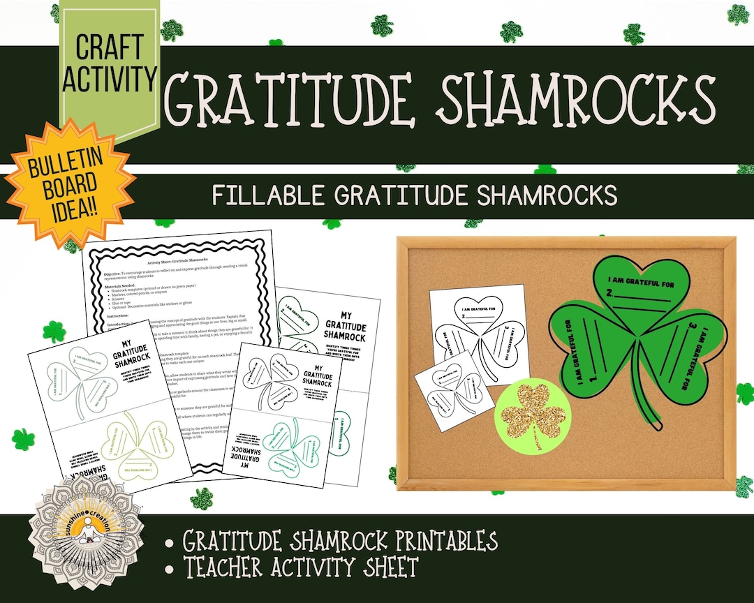 Gratitude Shamrocks | St. Patrick's Day Worksheet and Bulletin Board ...