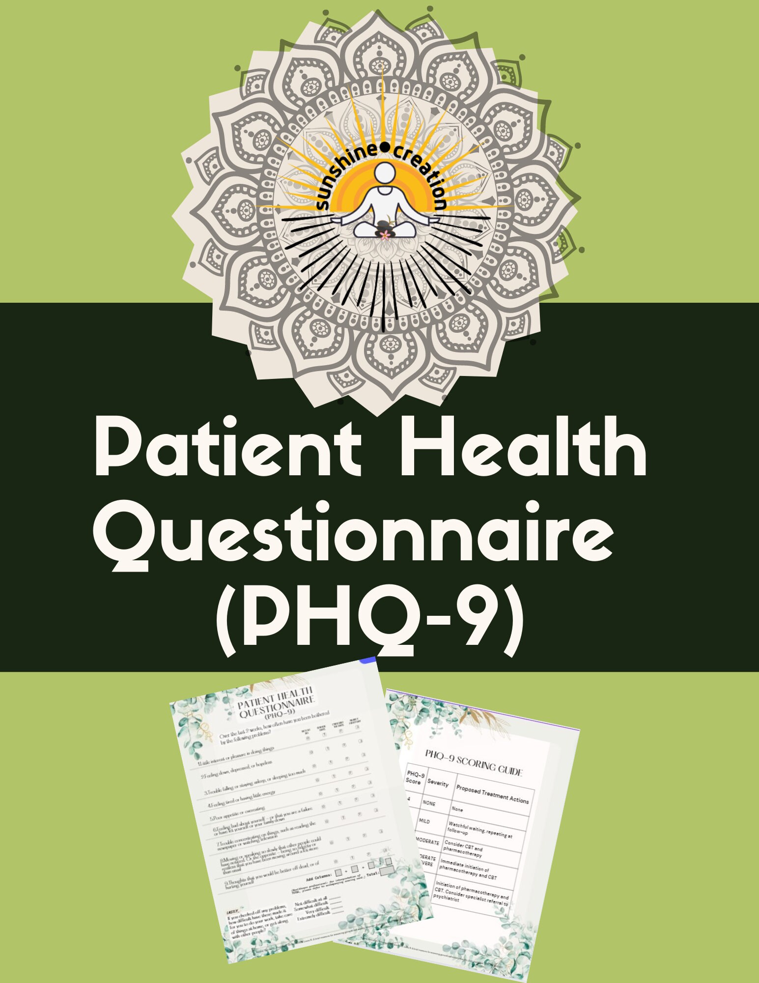 PHQ-9 Assessment and Screener Printable Assessment Patient Health ...