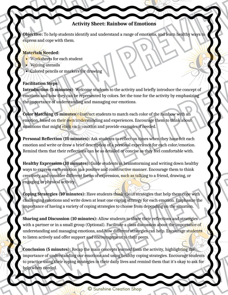 Rainbow of Emotions | Workbook for Understanding Emotions | Social ...