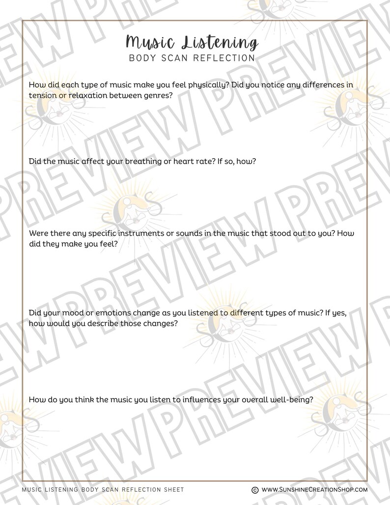 Body Scan Music Listening Activity | Printable Worksheets for Teens ...