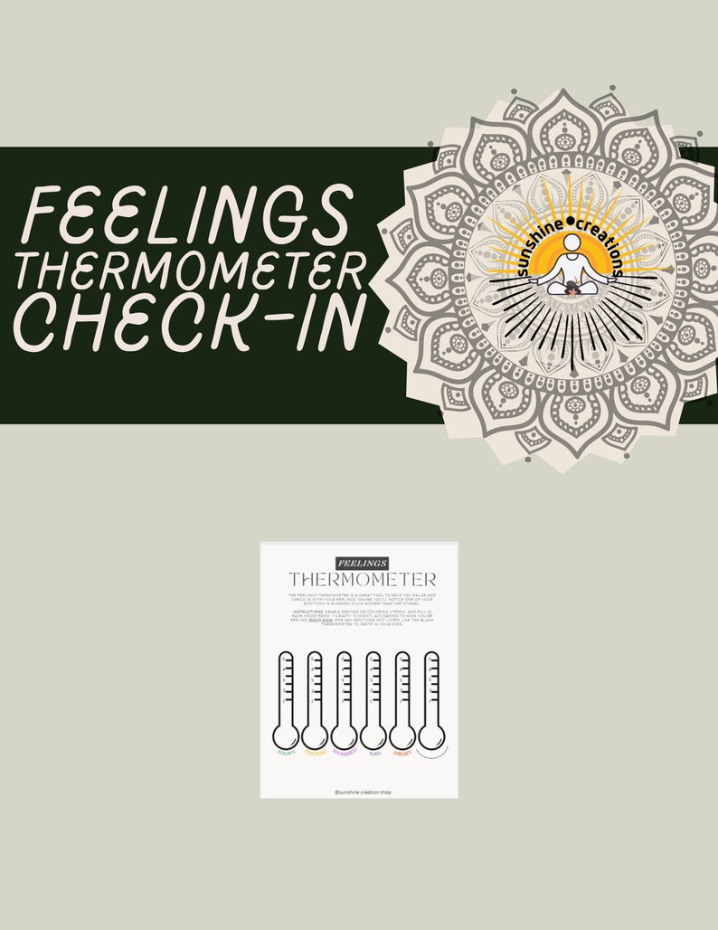 Feelings Check in Worksheets Feelings Wheel, Feelings Thermometer, and ...