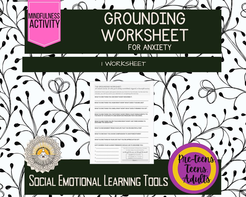 Grounding Techniques | Grounding Worksheet for Anxiety Management ...