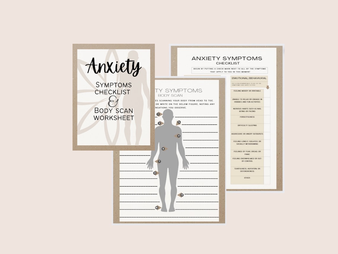 Anxiety Symptom Printable Worksheet | Body Scan Worksheet Activity ...