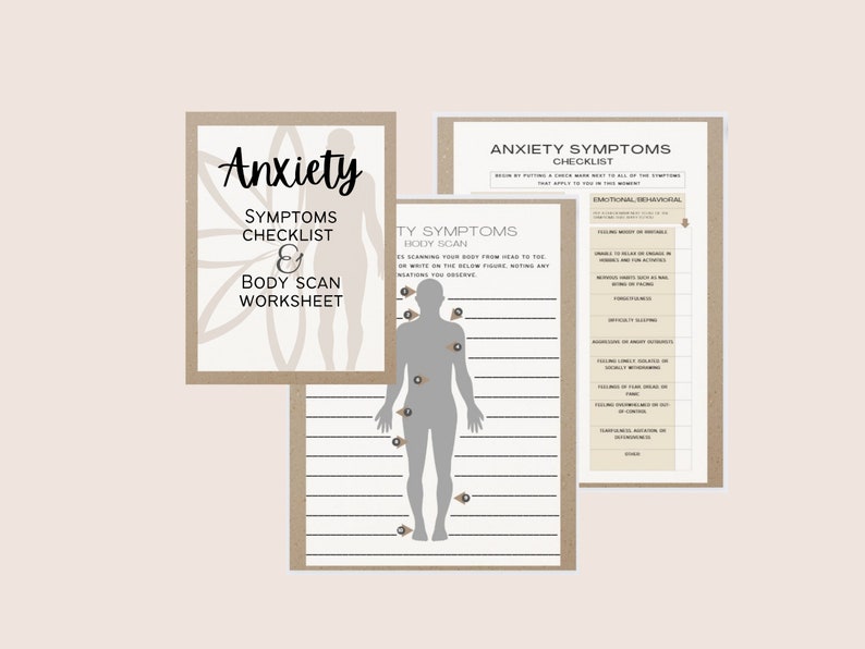 Anxiety Symptom Printable Worksheet | Body Scan Worksheet Activity ...