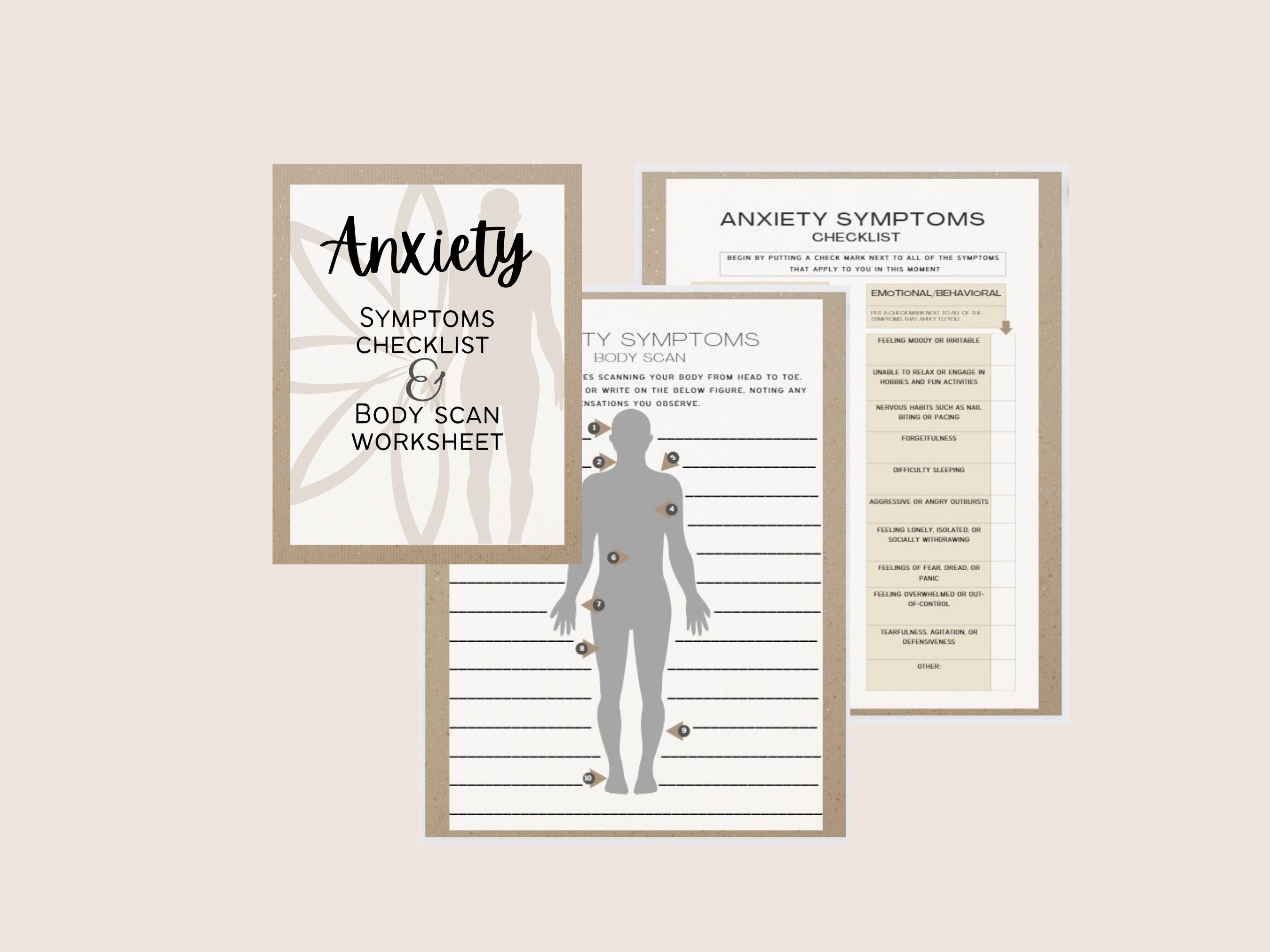 Anxiety Symptom Printable Worksheet Body Scan Worksheet Activity ...