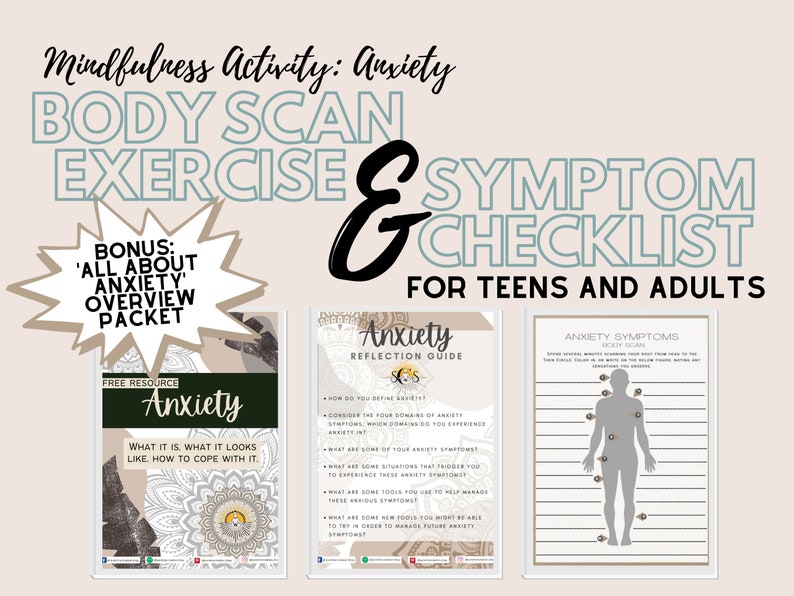 Anxiety Symptom Printable Worksheet | Body Scan Worksheet Activity ...