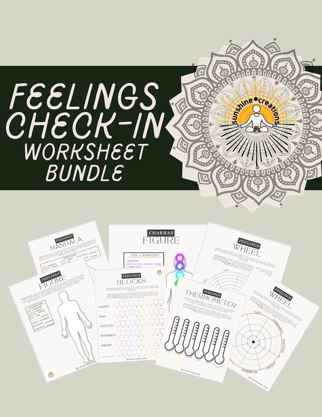 Feelings Check in Worksheets Feelings Wheel, Feelings Thermometer, and ...