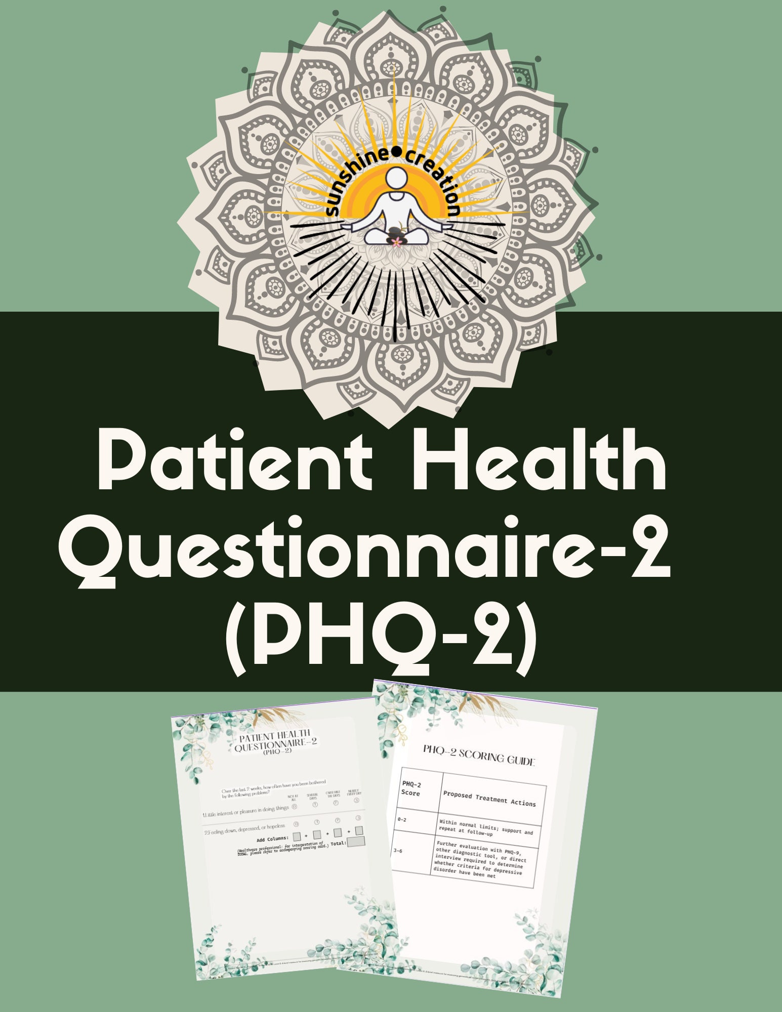 PHQ-2 Assessment and Screener | Printable Assessment | Patient Health ...
