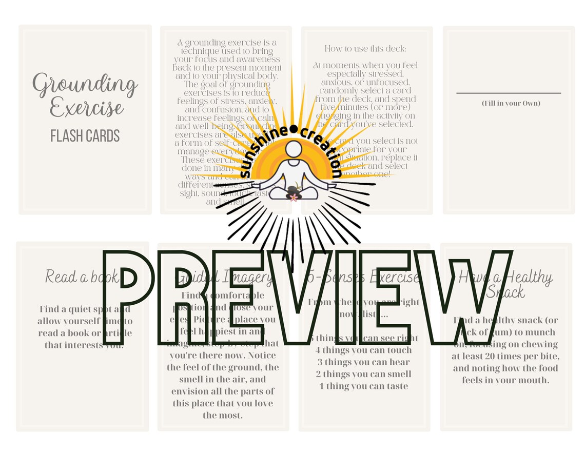 Grounding Exercise | Printable Deck of Cards | Grounding Techniques for ...
