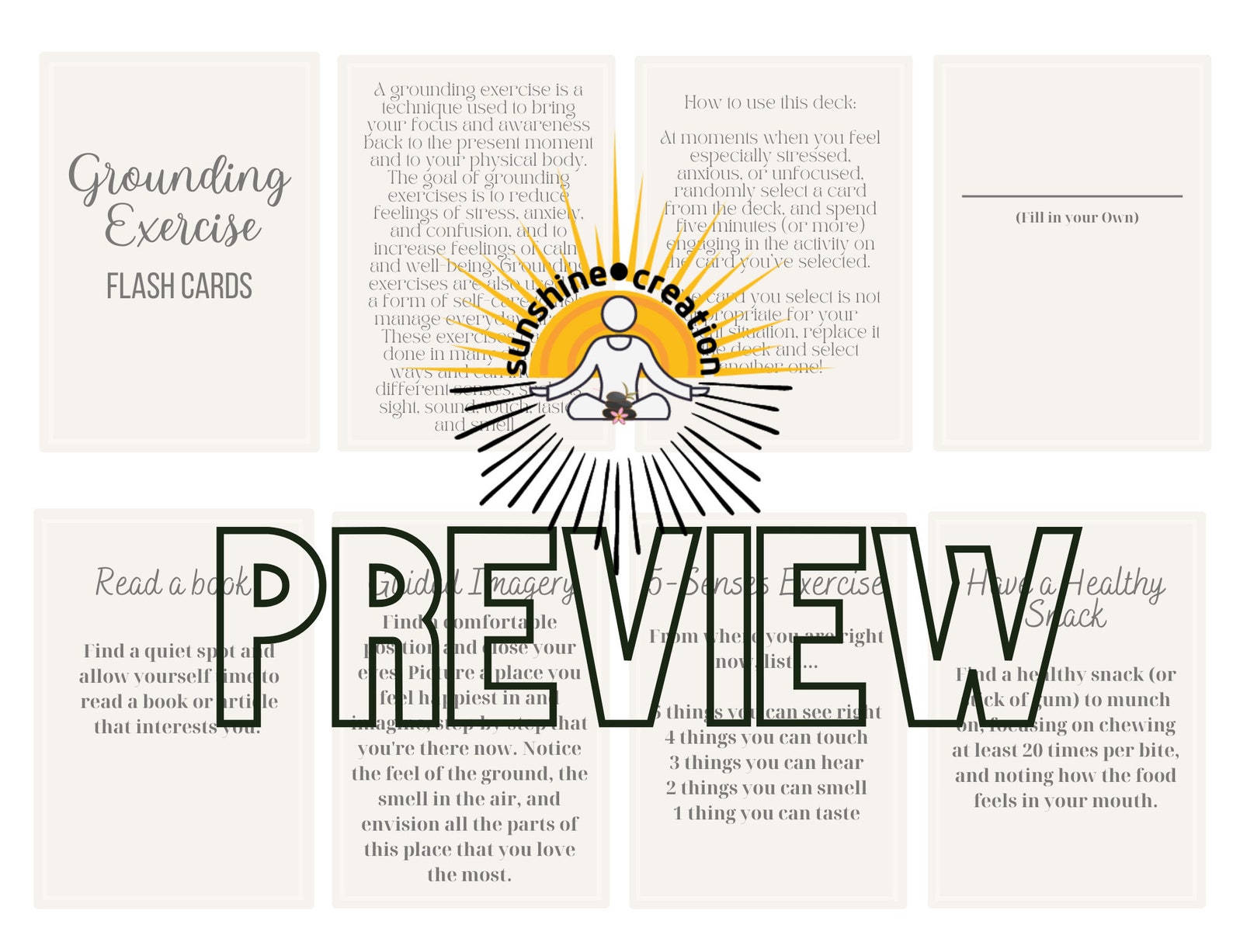 Grounding Exercise | Printable Deck of Cards | Grounding Techniques for ...