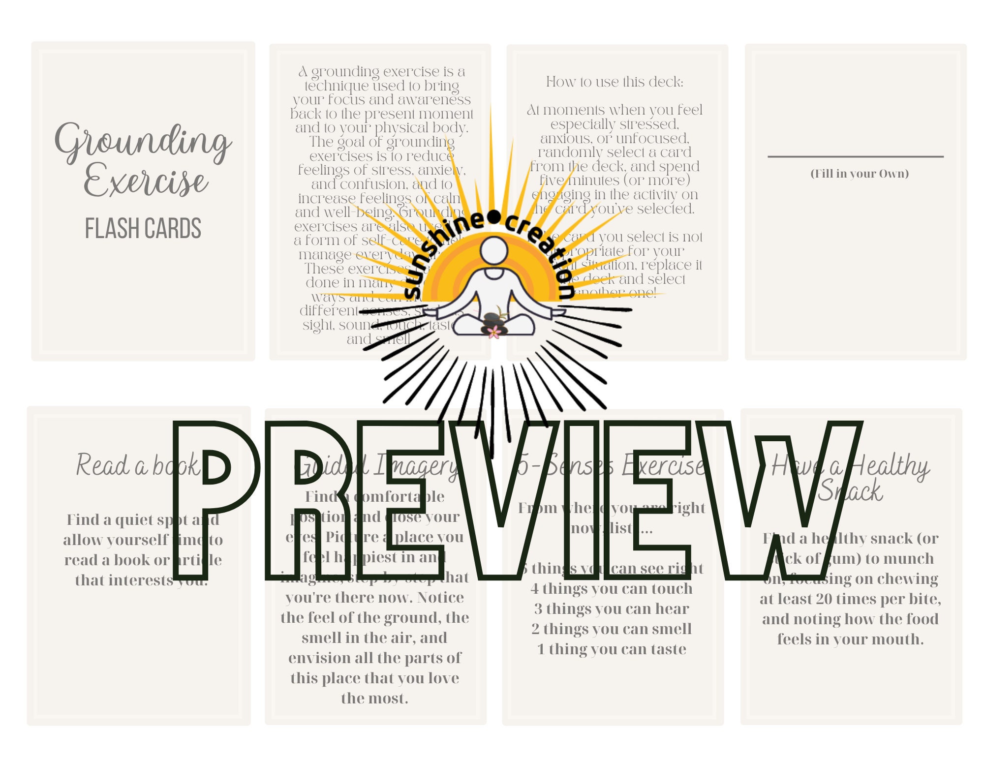 Grounding Exercise | Printable Deck of Cards | Grounding Techniques for ...