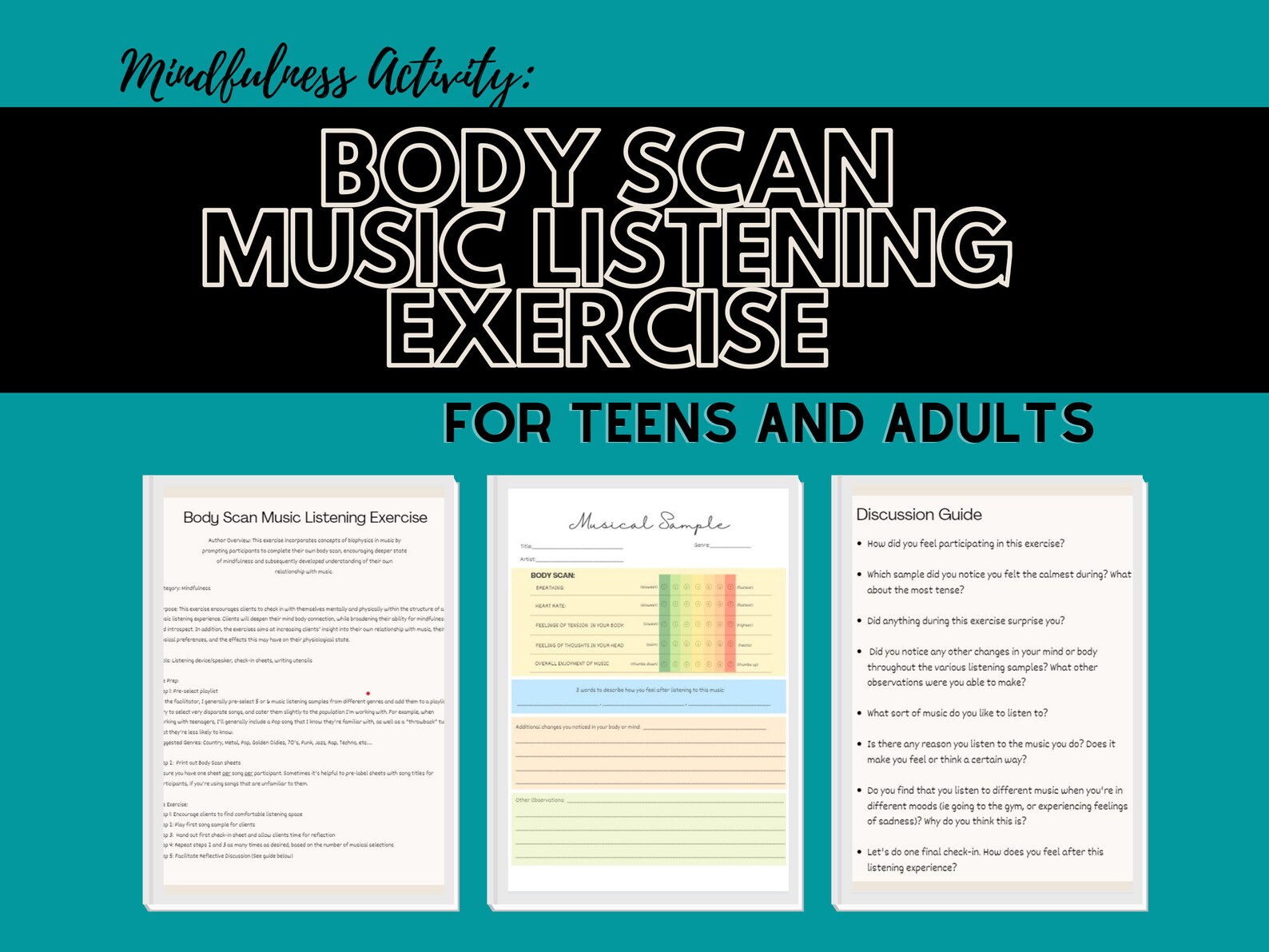 Body Scan Music Listening Activity | Printable Worksheets for Teens ...