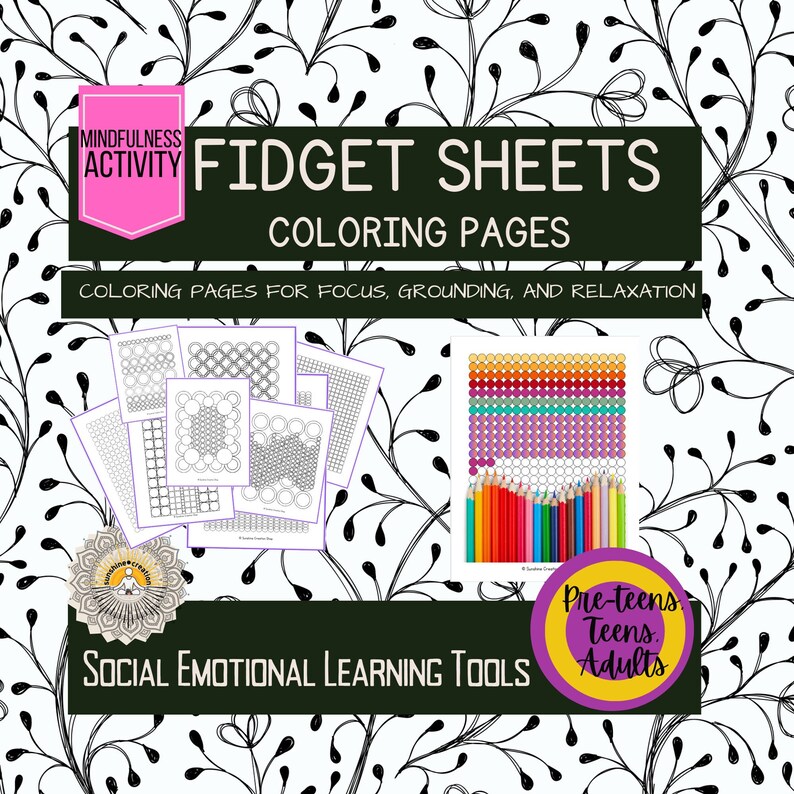 Fidget Sheets | Complex Coloring Pages Workbook | for Grounding ...