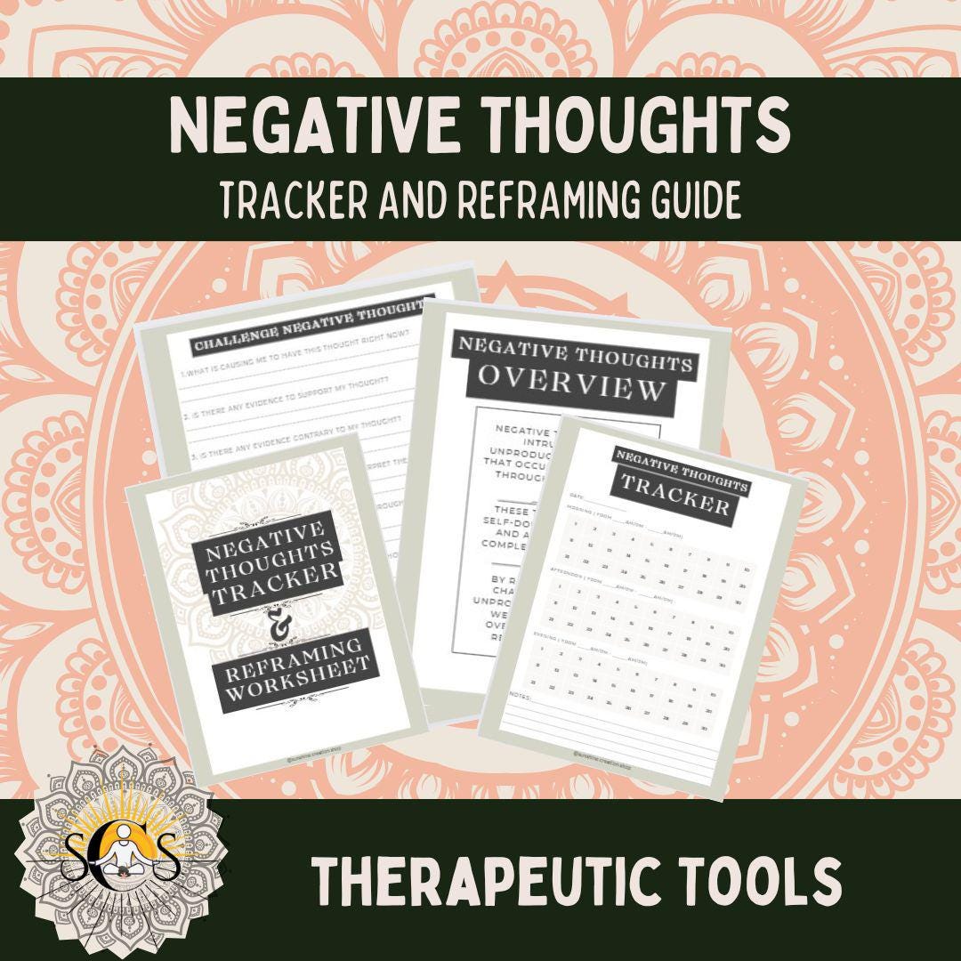 Negative Thoughts Tracker and Reframing Worksheet | Printable Worksheet ...