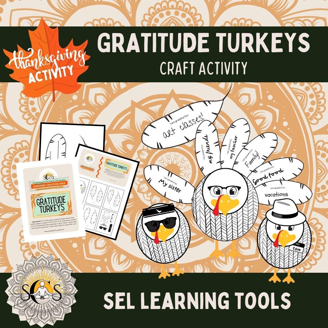Gratitude Turkeys Craft | Thanksgiving Activity | Printable Craft for ...