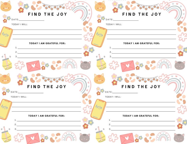 Printable Gratitude Journal Cards | 100+ Journal Designs | Social ...