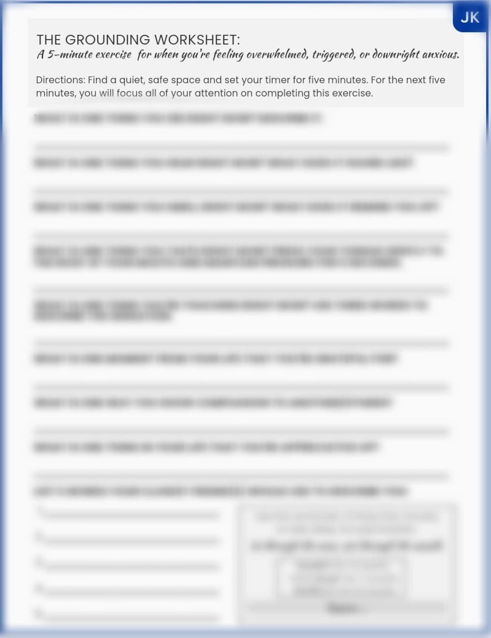 Grounding Techniques | Grounding Worksheet for Anxiety Management ...