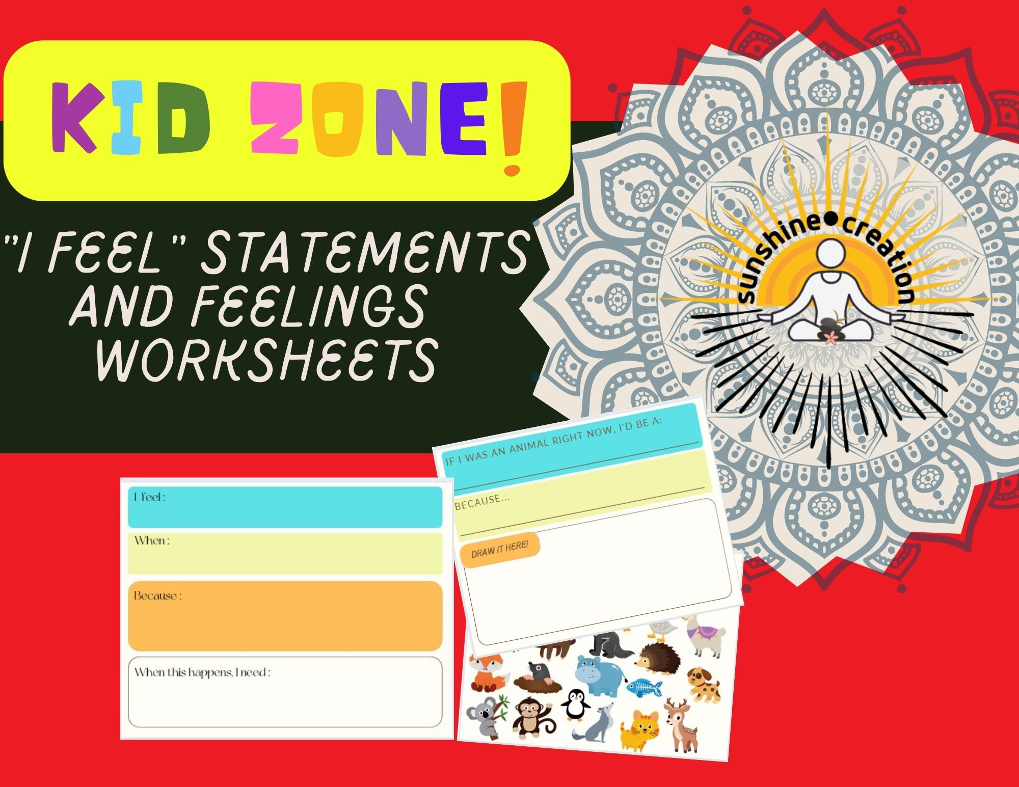 I Feel Statement Worksheet Bundle | Printable Worksheets for Kids | for ...