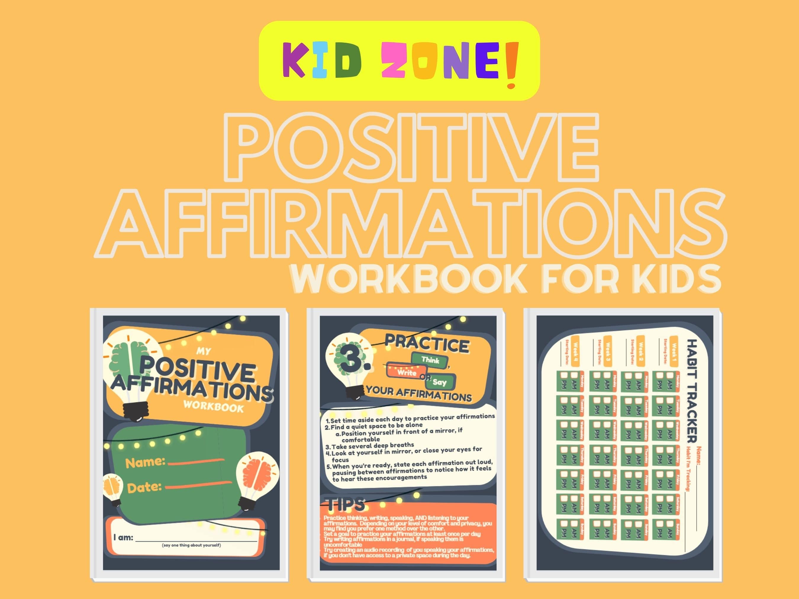Positive Affirmations Positive Thinking Printable Worksheets for Kids ...