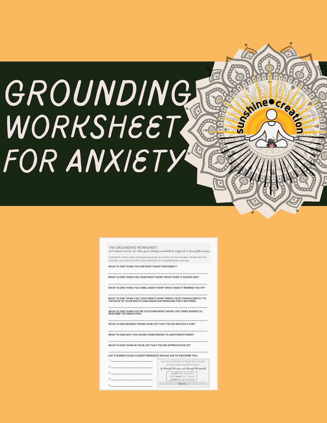 Grounding Techniques Grounding Worksheet for Anxiety - Etsy Australia