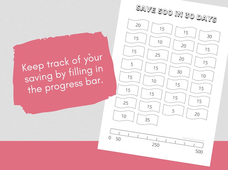 30 Day Saving Tracker Bundle. Save 2000 1000 500 250 200 100 - Etsy