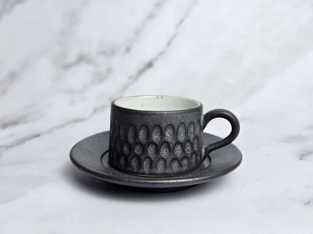 Handmade Artisan Espresso Cup Saucer Set 60ml 2 Fl Oz // Stoneware ...