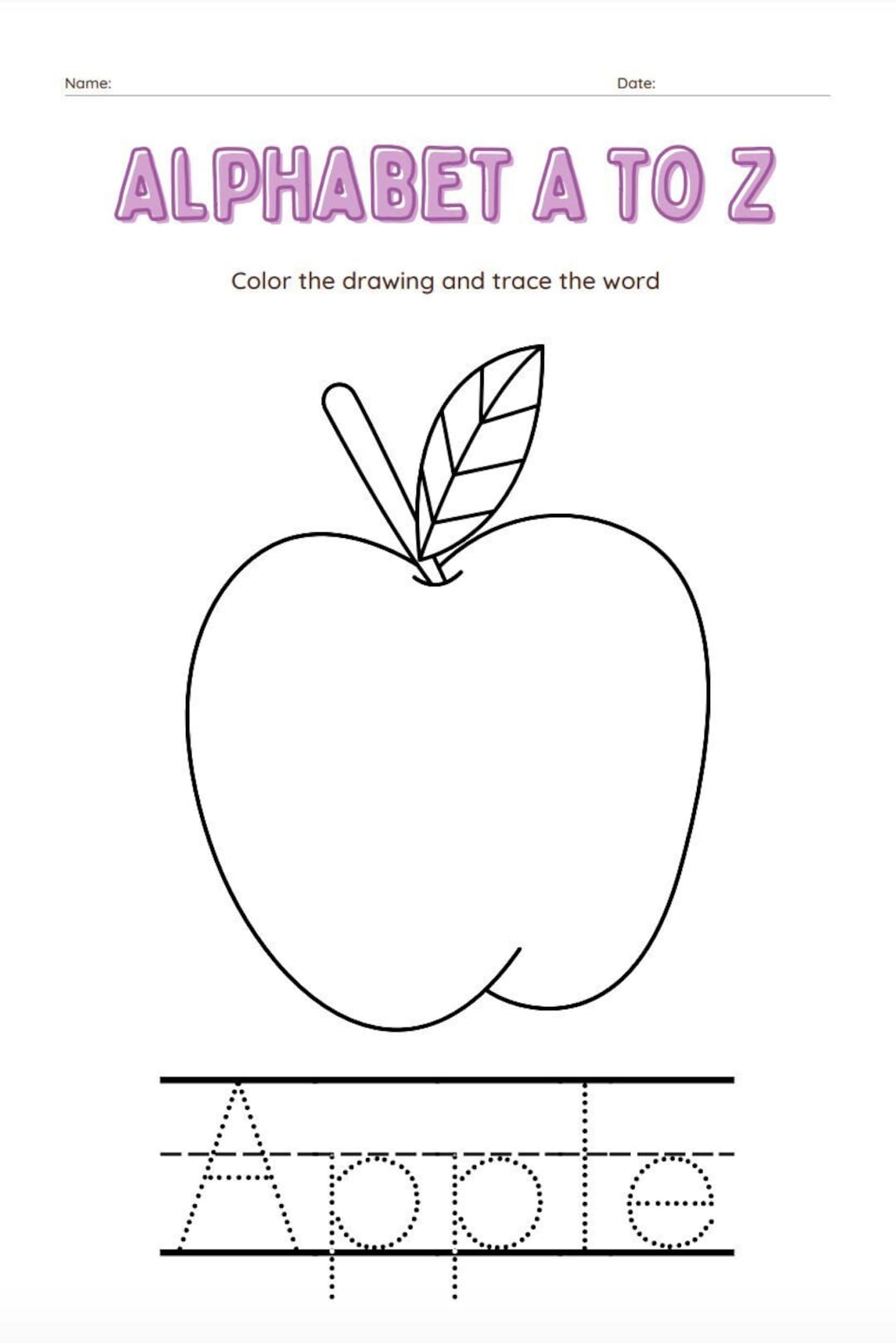 Alphabet Worksheet - Etsy