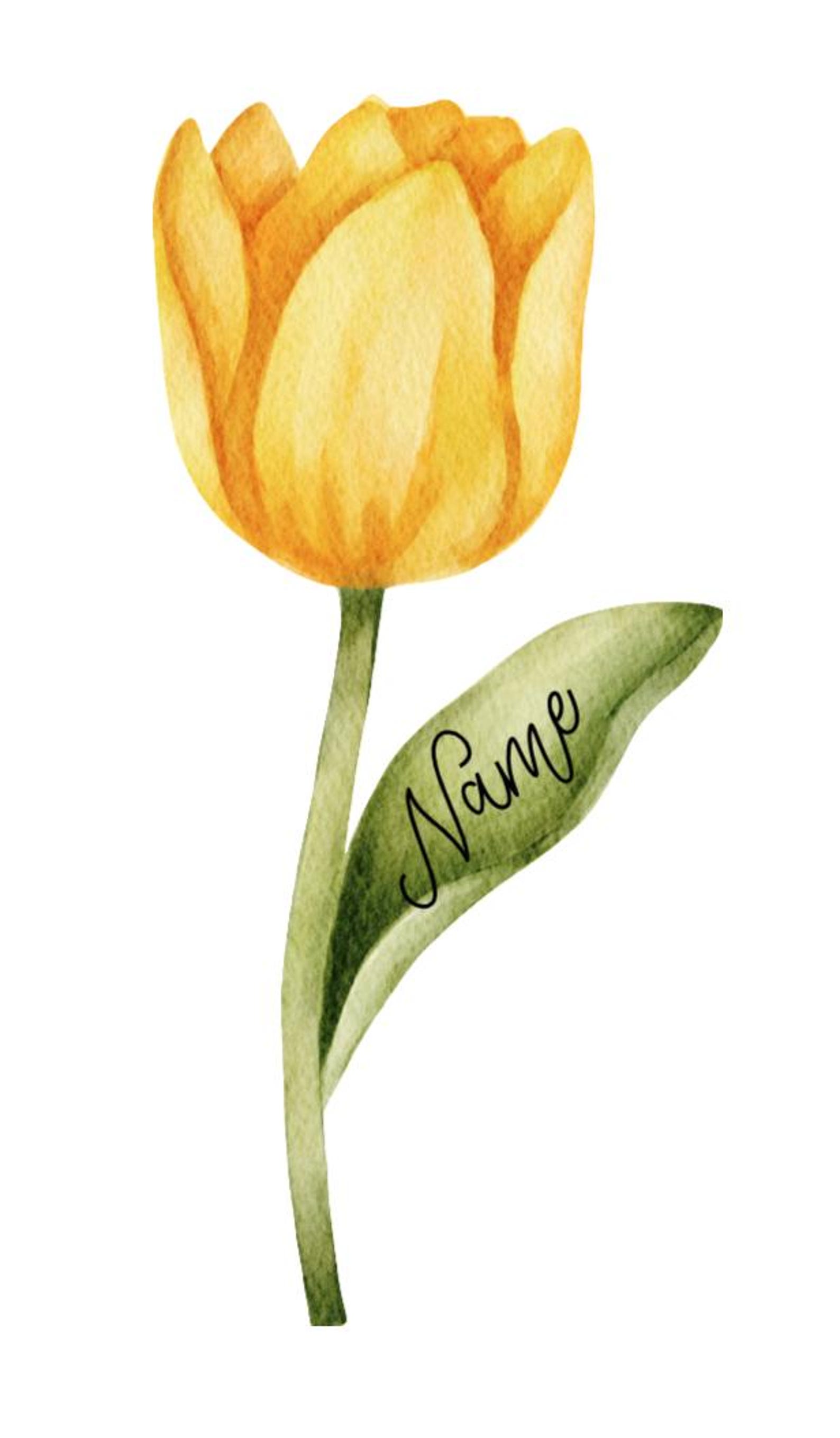 Personalized Yellow Tulip Place Cards | Custom Wedding & Dinner Party ...