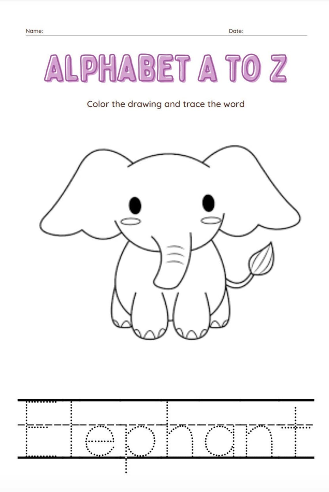 Alphabet Worksheet - Etsy