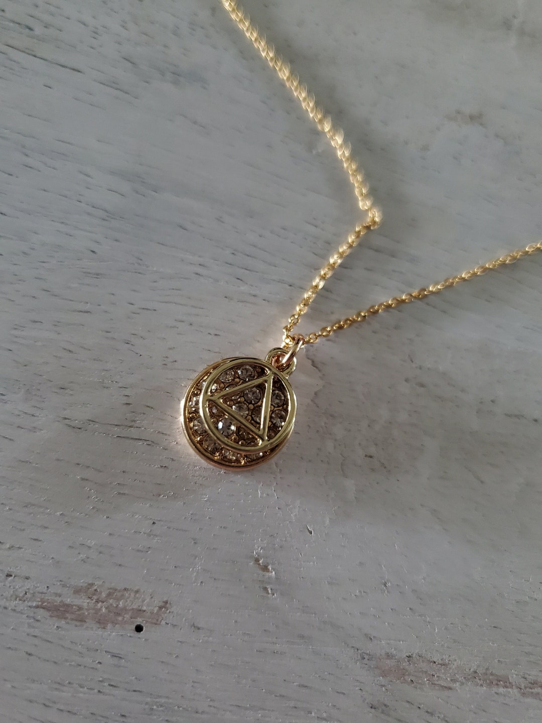 Women's Gold AA Symbol Necklace Recovery Gift AA - Etsy