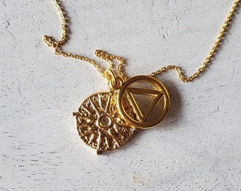Women's Gold AA Symbol Necklace Recovery Gift AA - Etsy