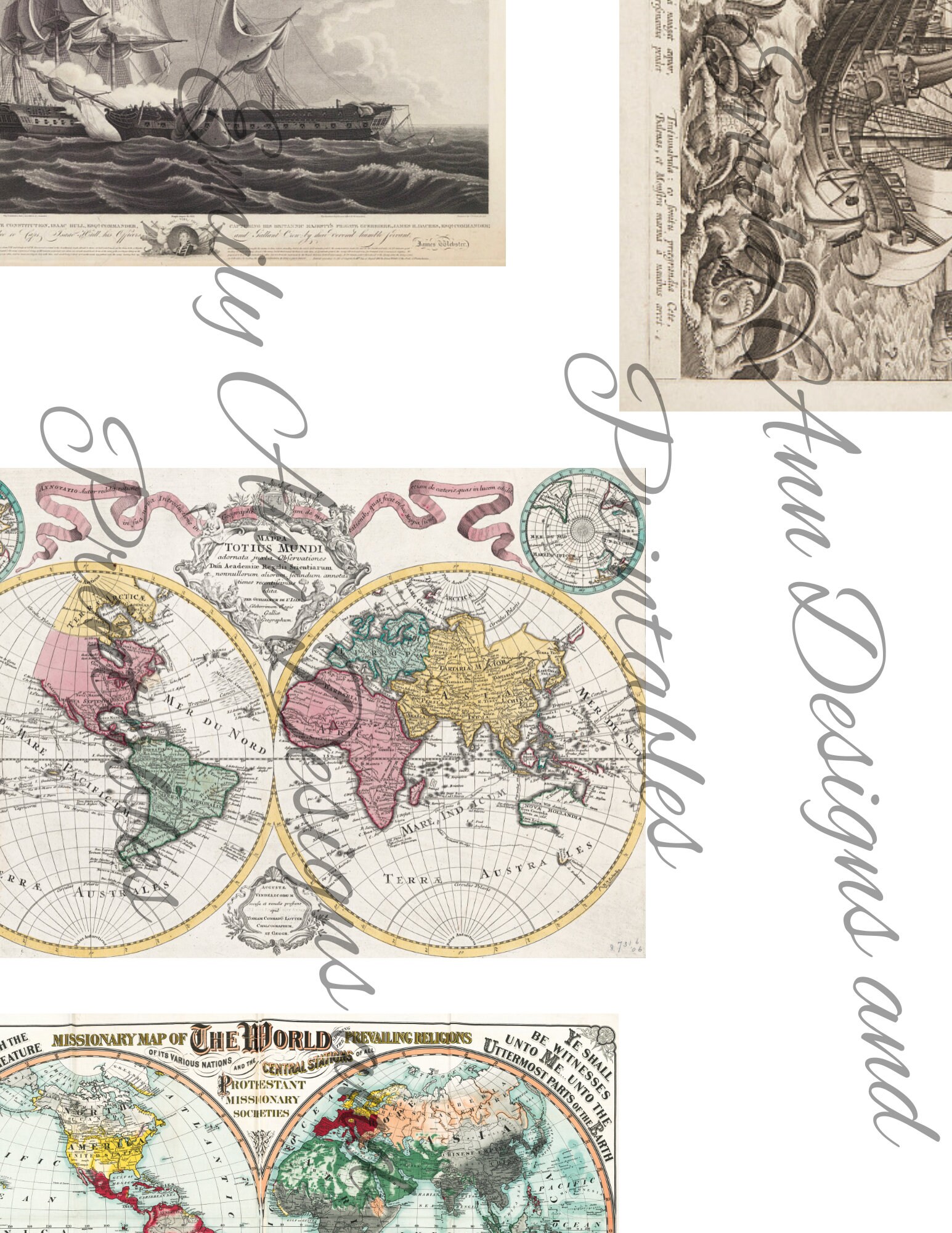 Vintage Maps and Travel Pictures for Miniature and Dollhouse Decor - Etsy