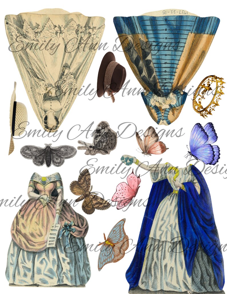 Printable Vintage Paper Doll Collage Items Dollhouse Decor - Etsy