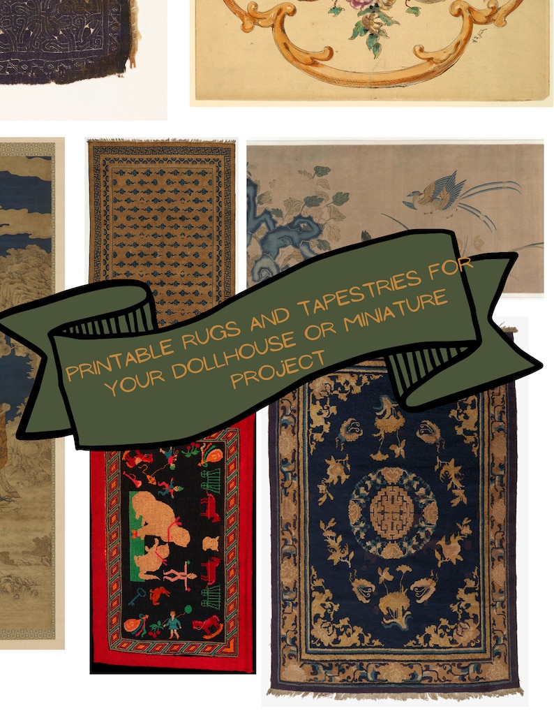 Printable Miniature Rugs and Tapestries Dollhouse Decor, Miniature ...