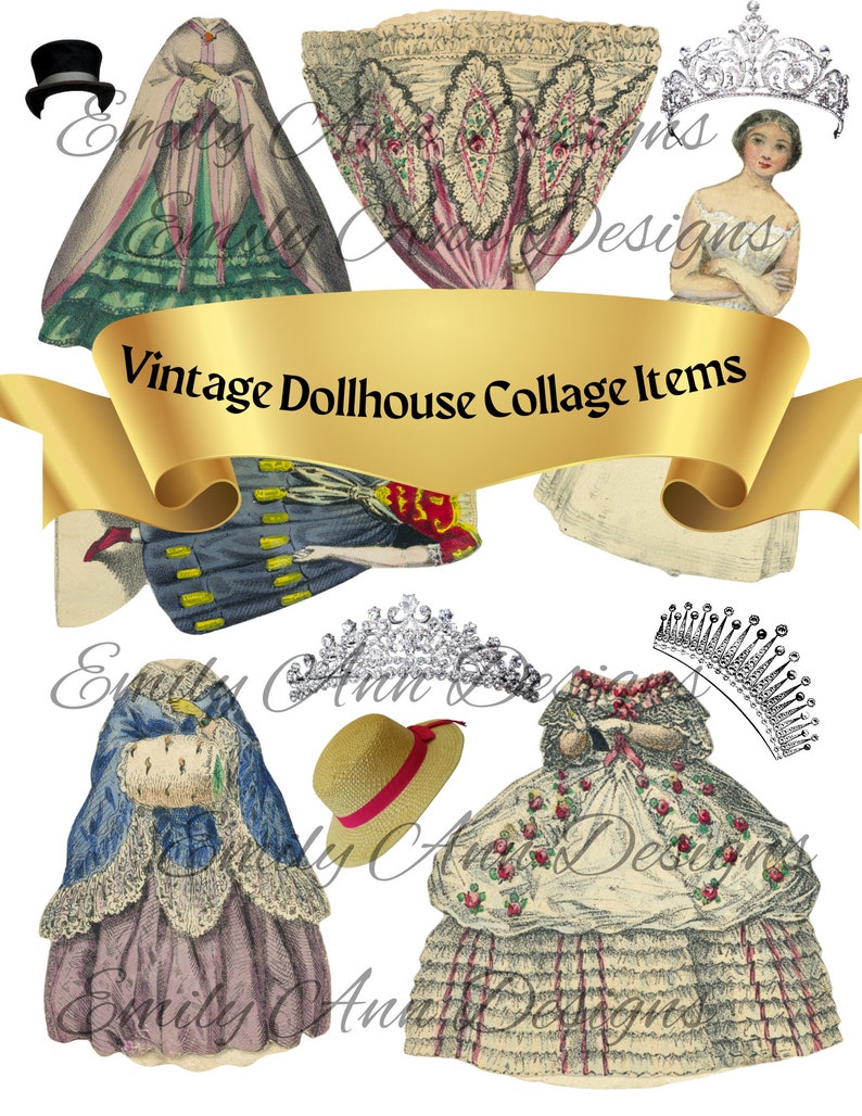 Printable Vintage Paper Doll Collage Items Dollhouse Decor - Etsy