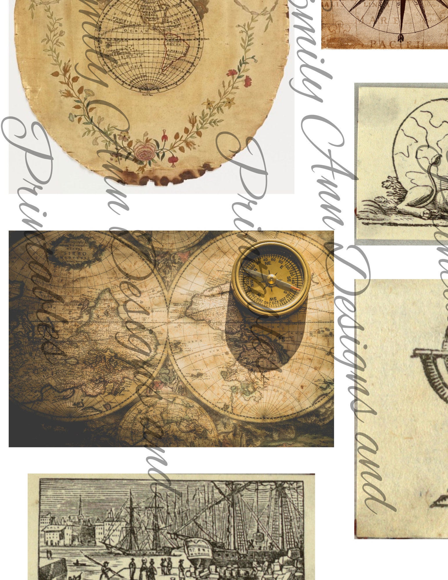 Vintage Maps and Travel Pictures for Miniature and Dollhouse Decor - Etsy