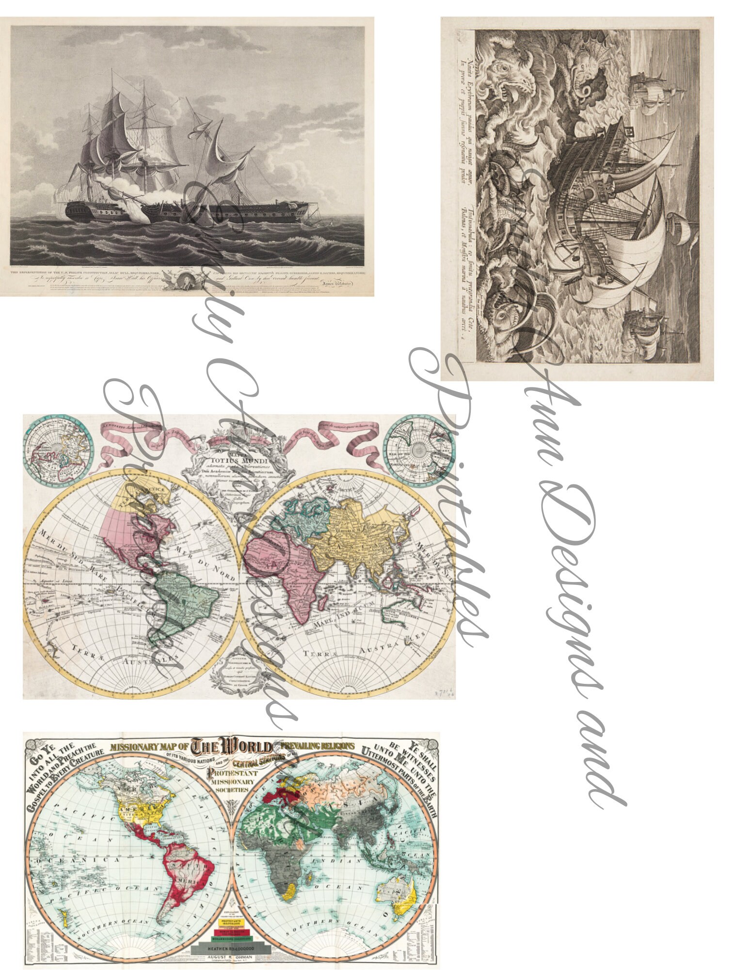 Vintage Maps and Travel Pictures for Miniature and Dollhouse Decor - Etsy