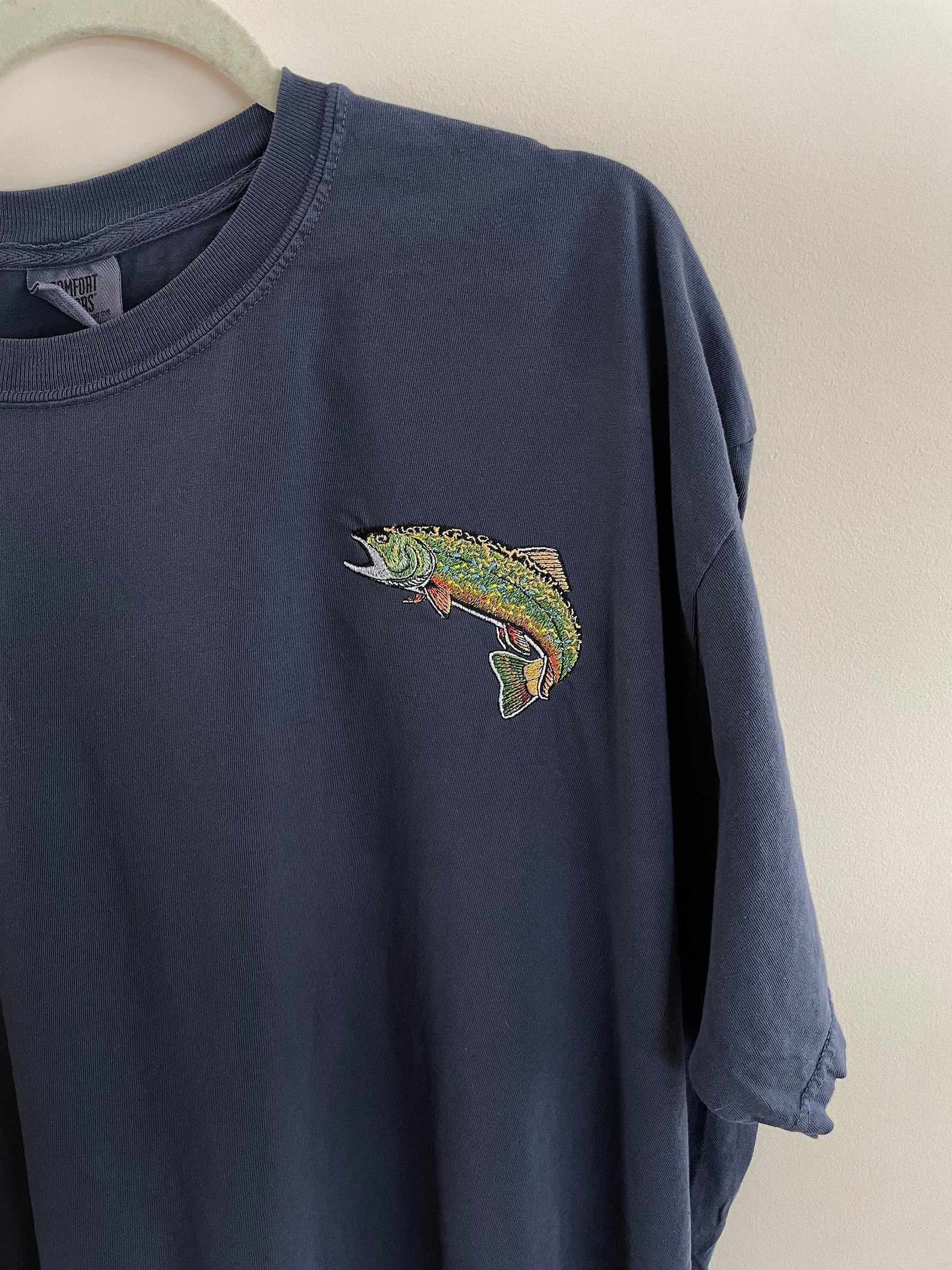 Brook Trout Fish Embroidered Custom T-shirt. Gift for Him, Father's Day ...