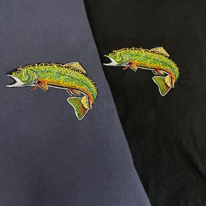 Brook Trout Fish Embroidered Custom T-shirt. Gift for Him, Father's Day ...