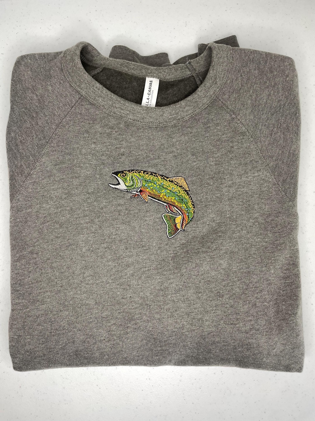 Brook Trout Sweatshirt, Fish Embroidered Custom Crewneck. Gift for Him ...