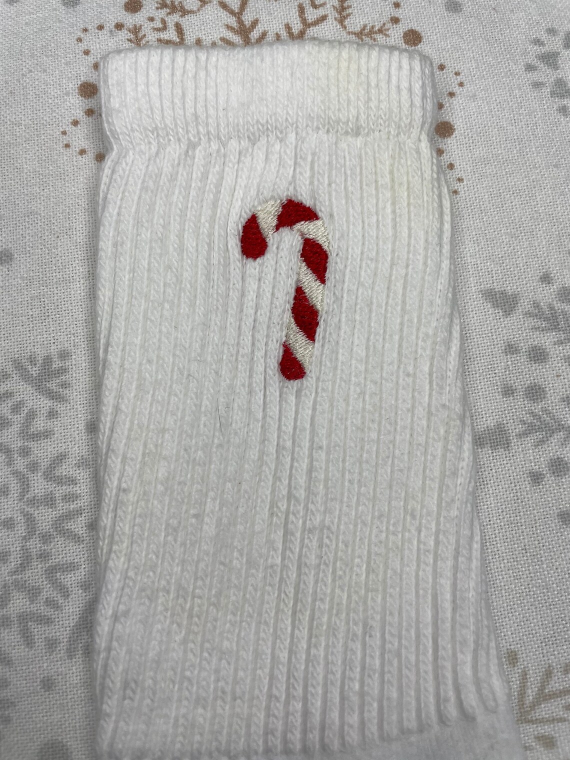 Candy Cane Embroidered Crew Socks, Embroidery Holiday Stocking Stuffer ...