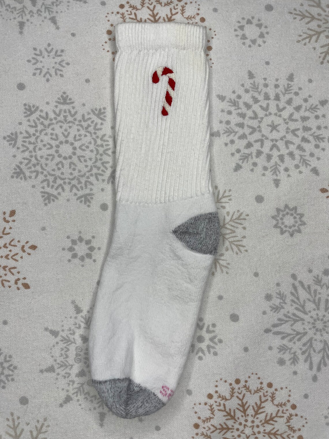Candy Cane Embroidered Crew Socks, Embroidery Holiday Stocking Stuffer ...