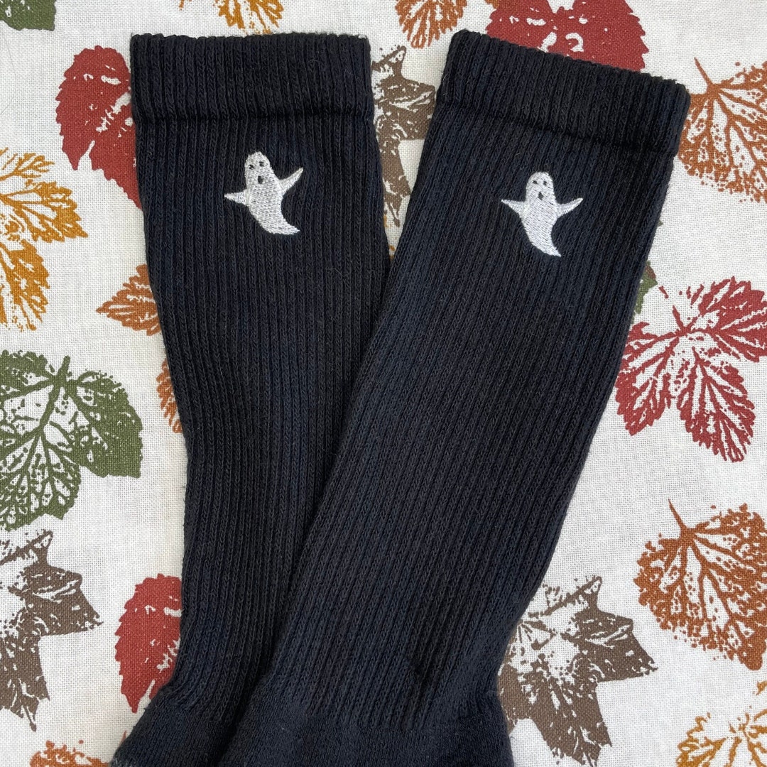 Ghost Embroidered Socks, Halloween Embroidery Crew Socks - Etsy
